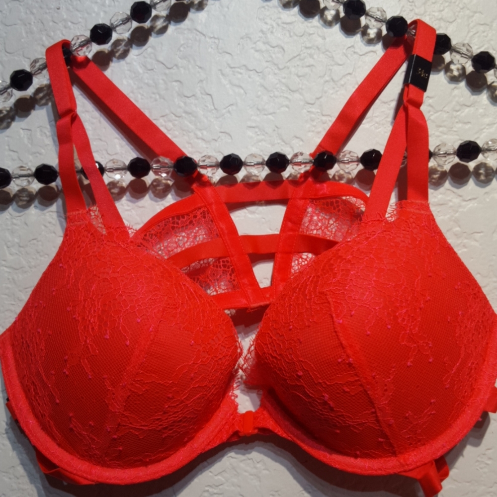 Victoria's Secret Red Lace Sexy Front Close Pu 34c - Gem
